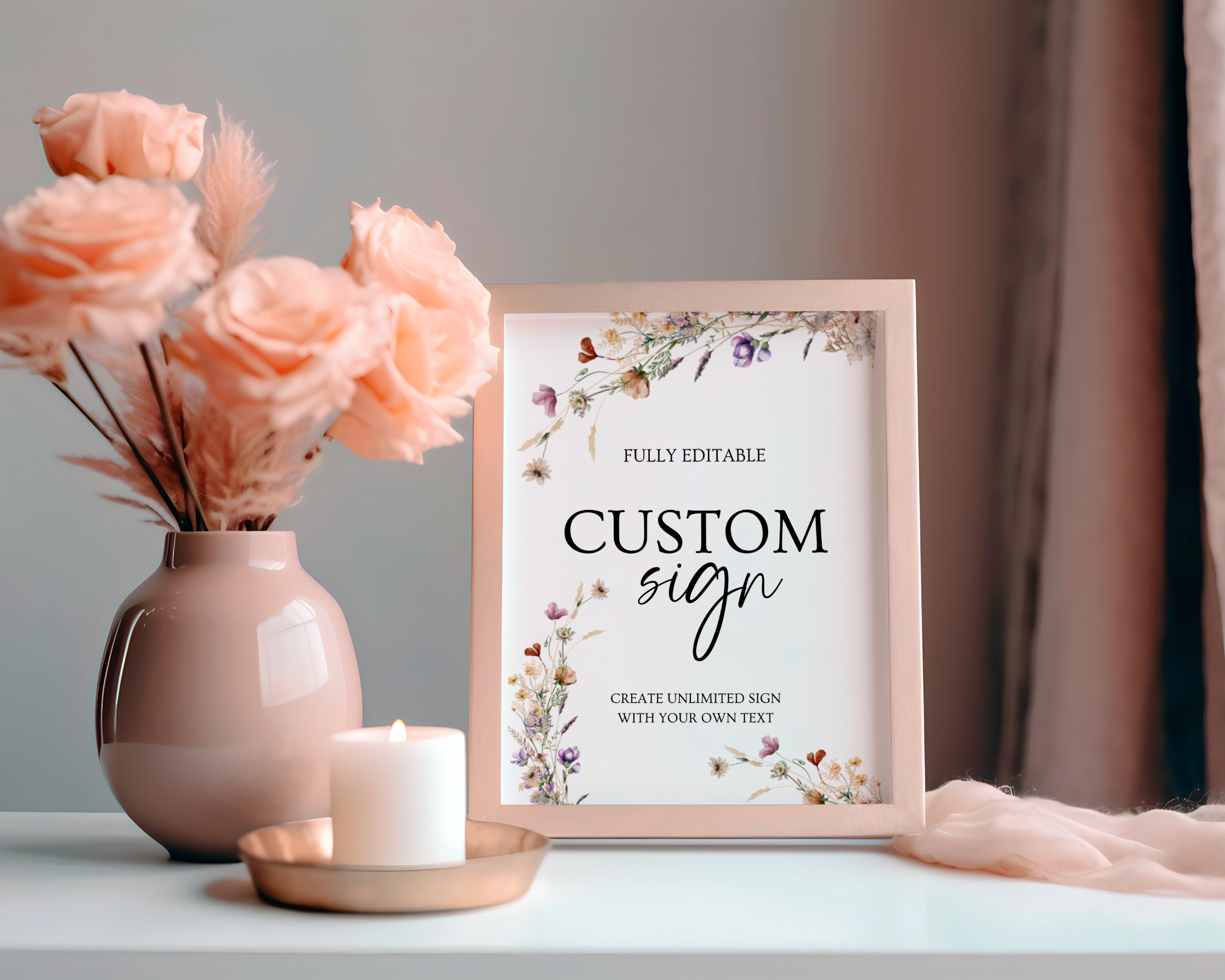 Wildflower Sign Template for Weddings 8x10 & 5x7 - Editable Floral ...