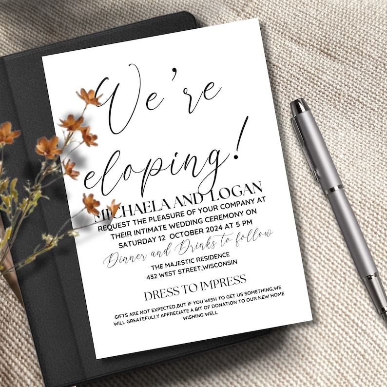 We're Eloping Invite,intimate Wedding Invitation Download, Elopement ...