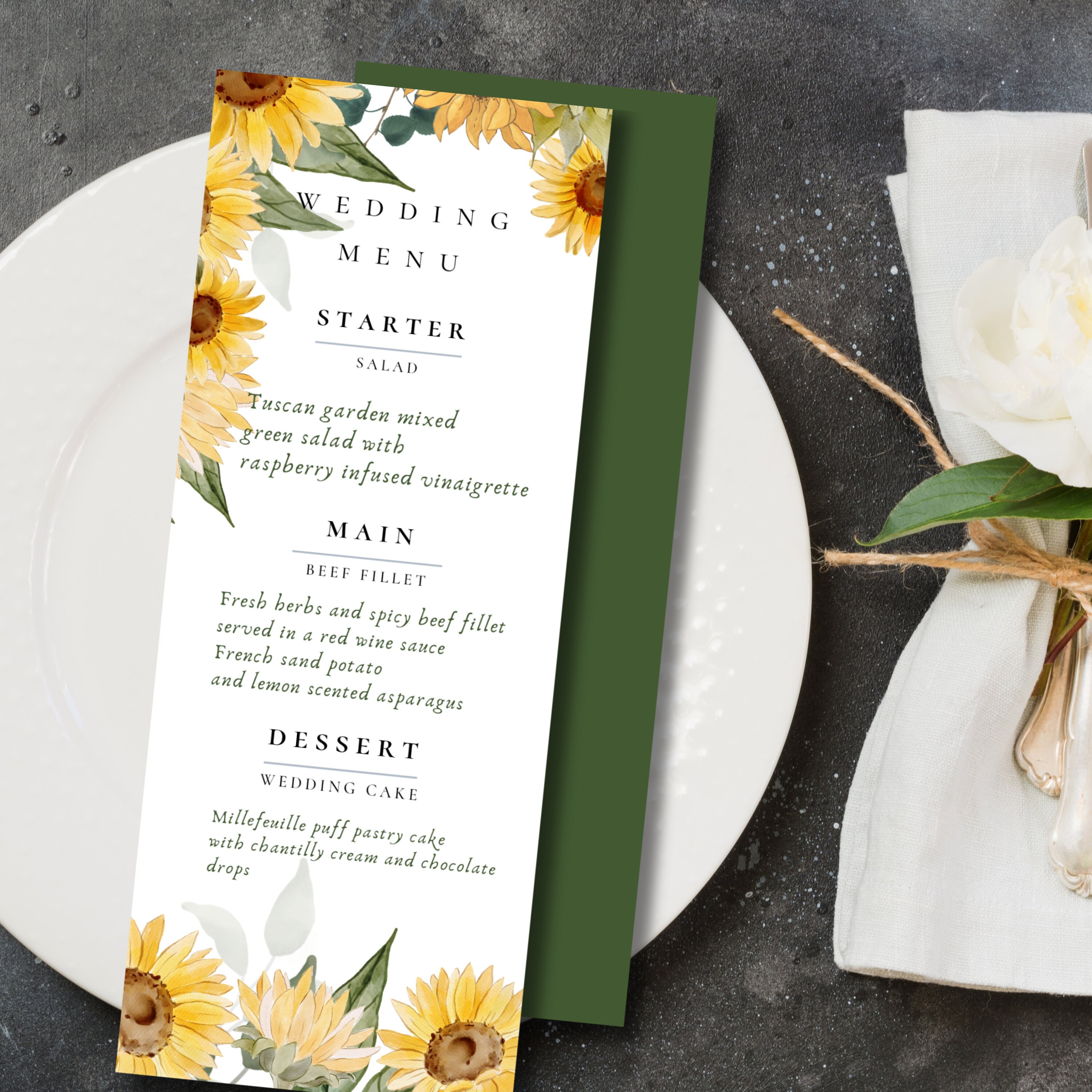Sunflower Wedding Menu Template INSTANT Download Rustic Menu Event ...