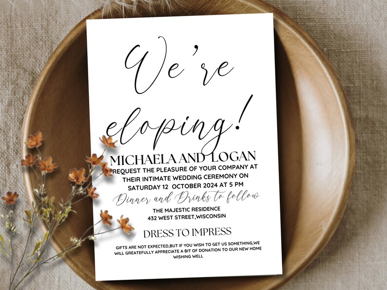 We're Eloping Invite,intimate Wedding Invitation Download, Elopement ...