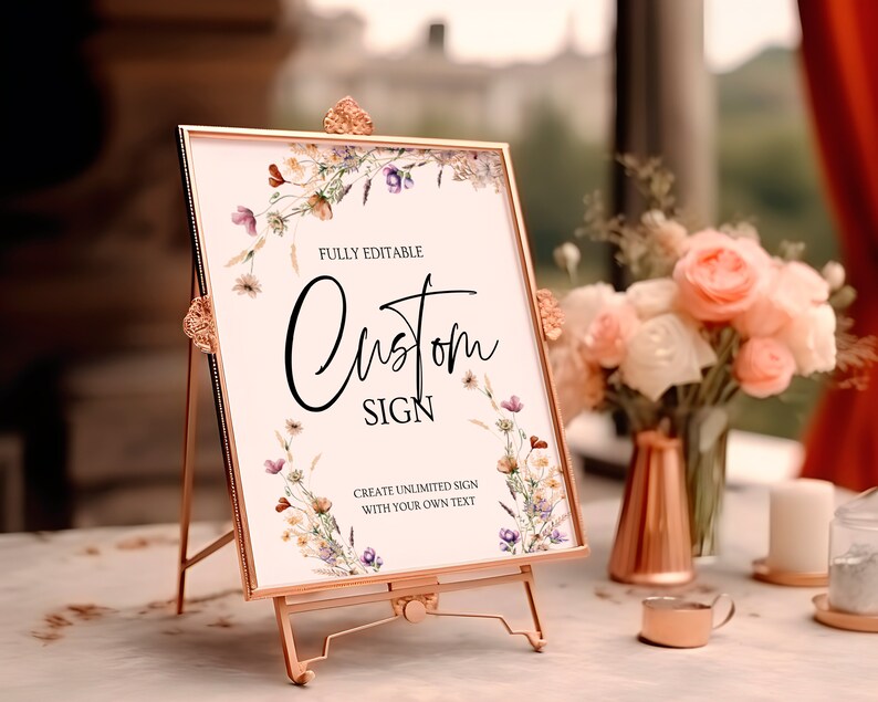Wildflower Sign Template for Weddings 8x10 & 5x7 - Editable Floral ...