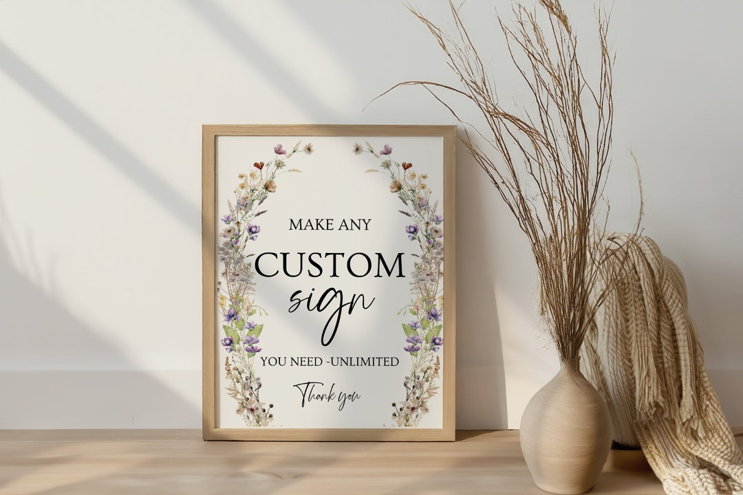 Wildflower Sign Template for Weddings 8x10 & 5x7 - Editable Floral ...