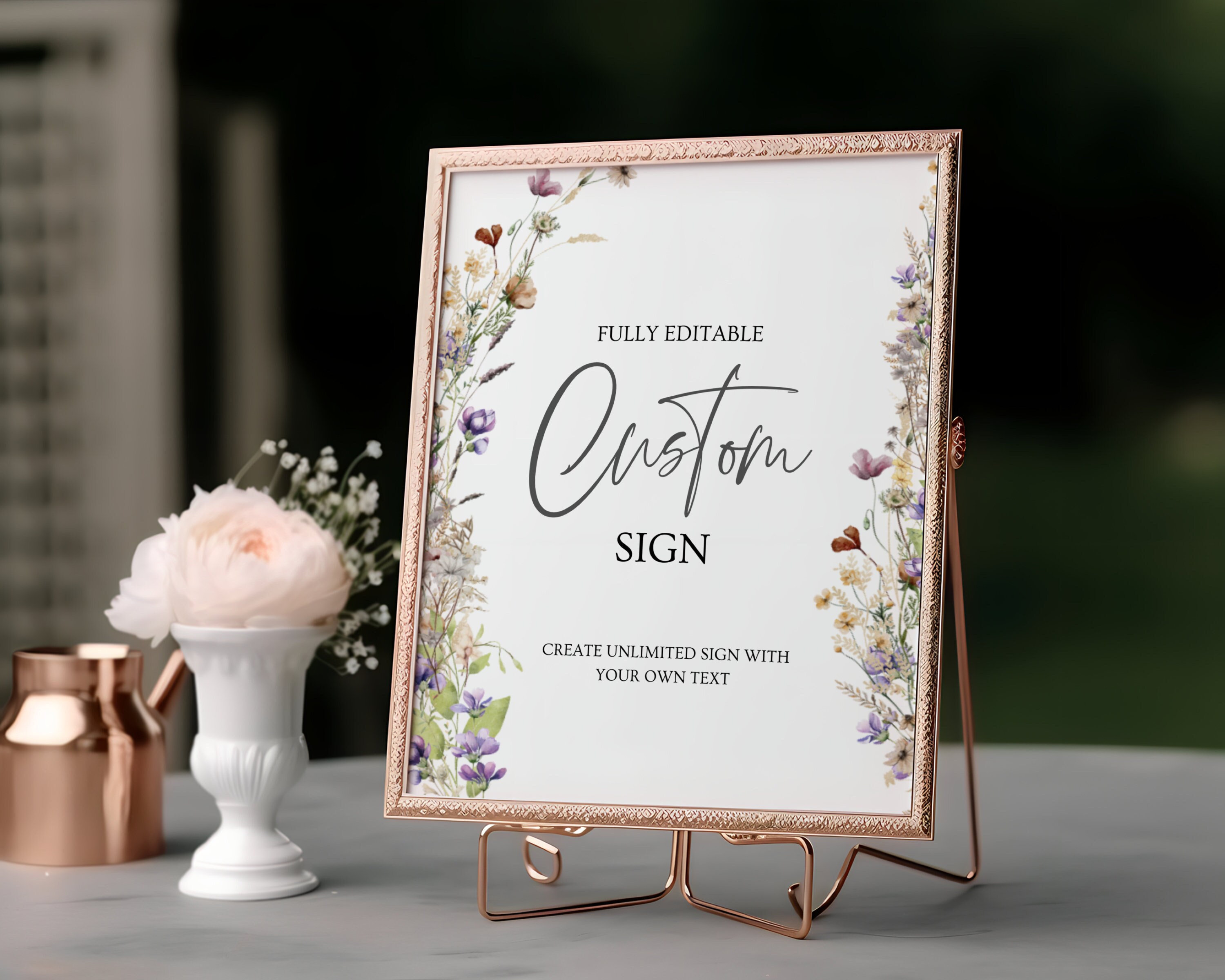 Wildflower Sign Template for Weddings 8x10 & 5x7 - Editable Floral ...