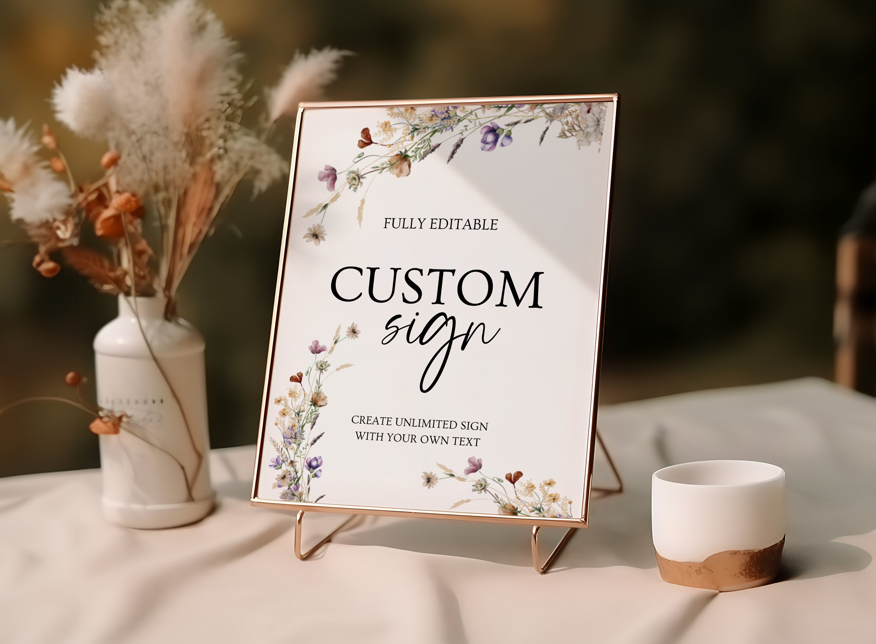 Wildflower Sign Template for Weddings 8x10 & 5x7 - Editable Floral ...