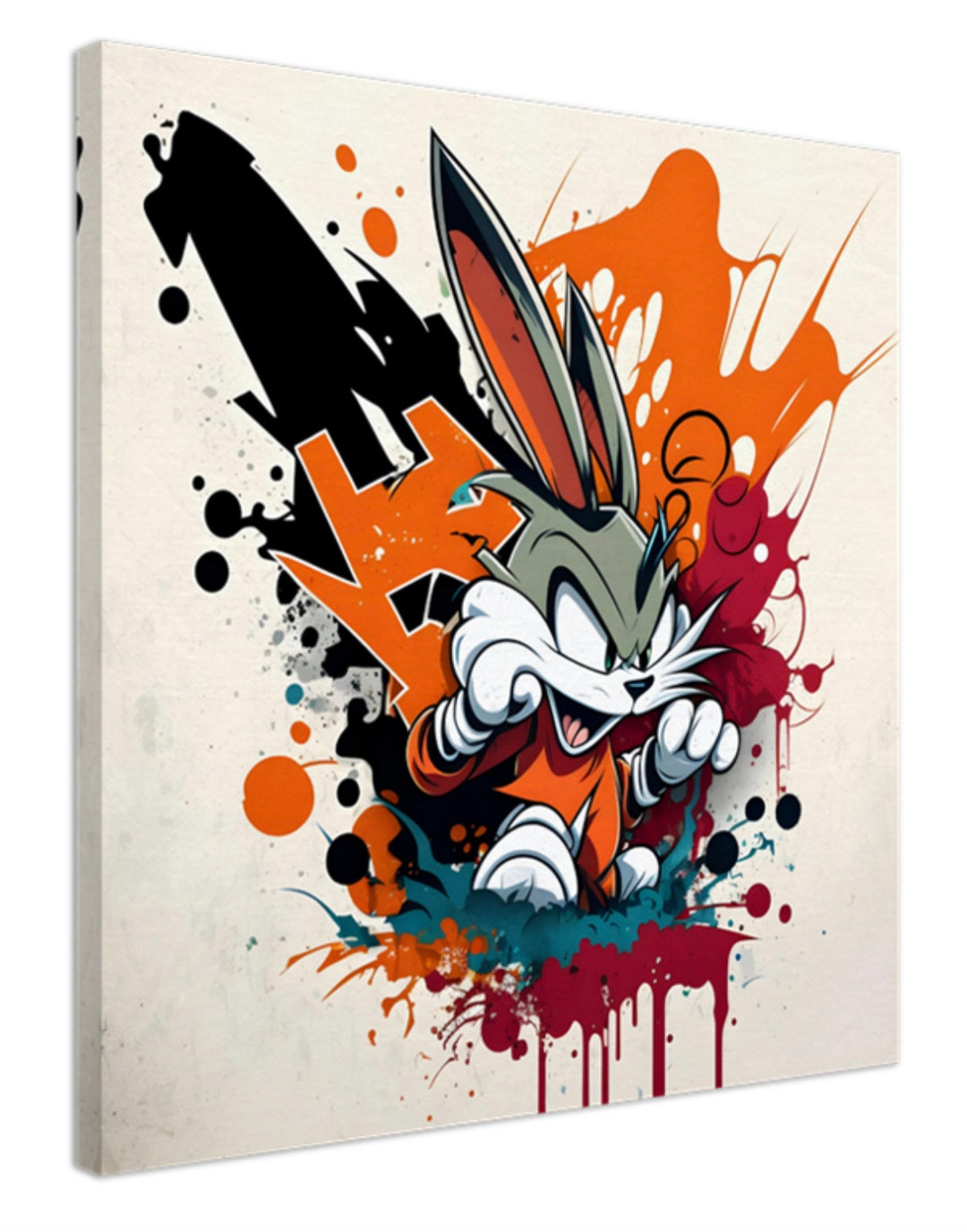 Graffiti Bunny Canvas - Etsy