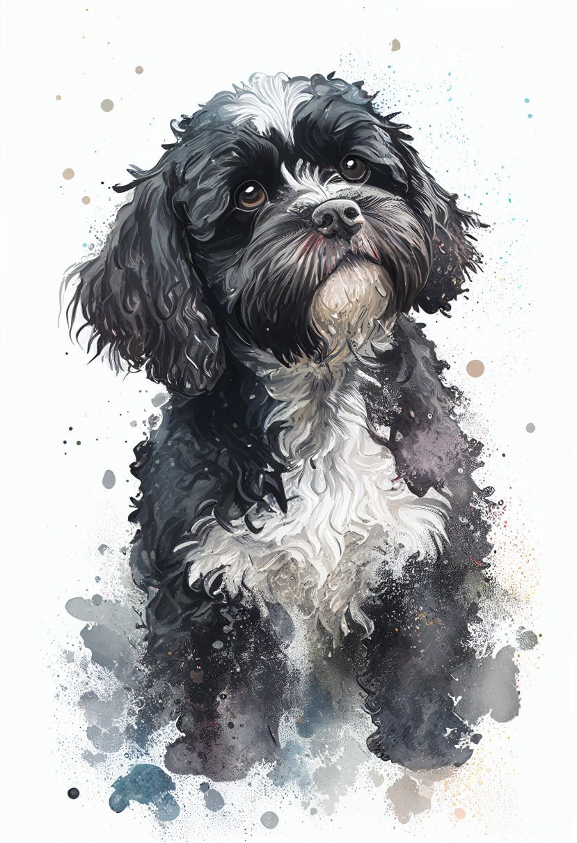 Cavapoochon Watercolour Print - Etsy