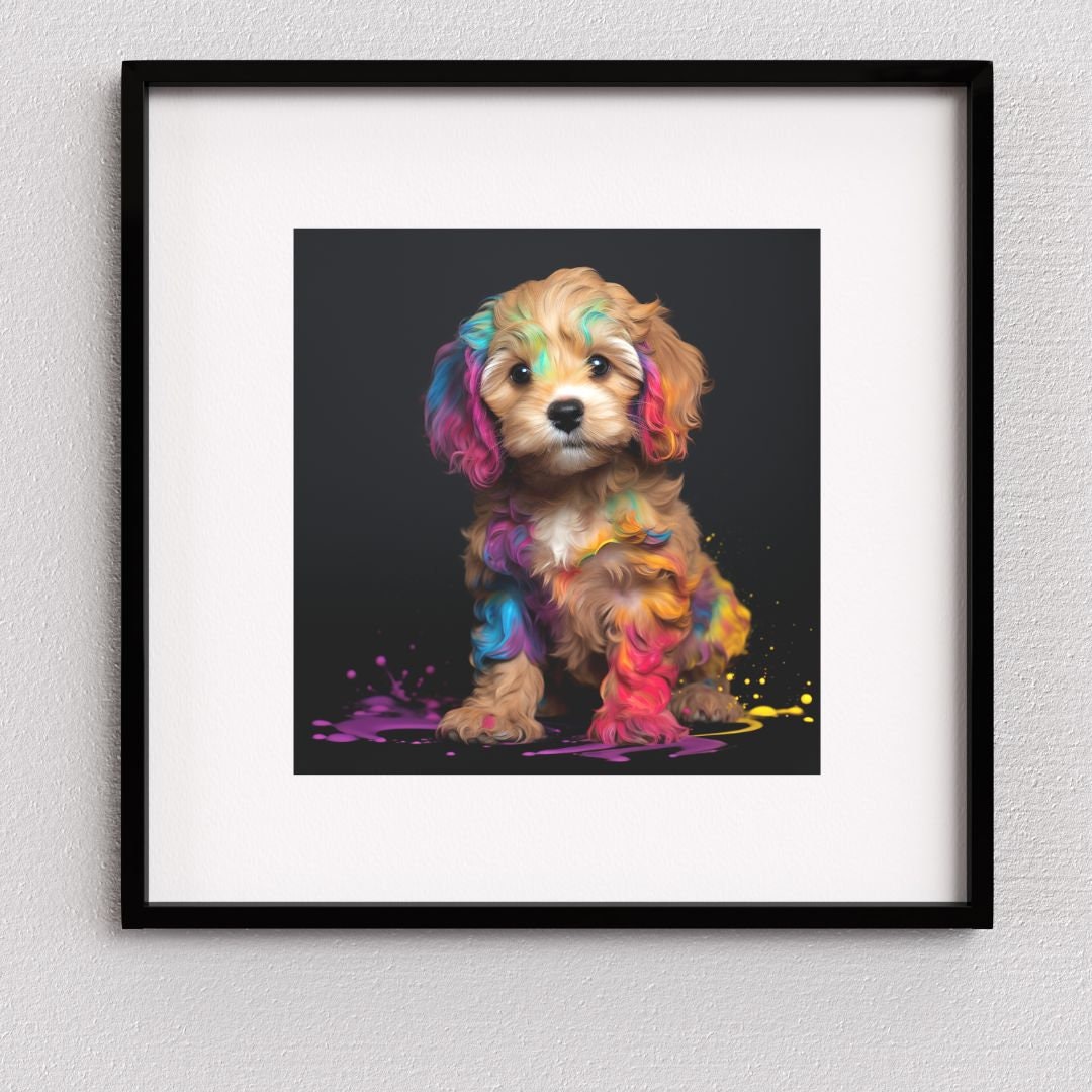 Cavapoo Puppy Rainbow Print - Etsy