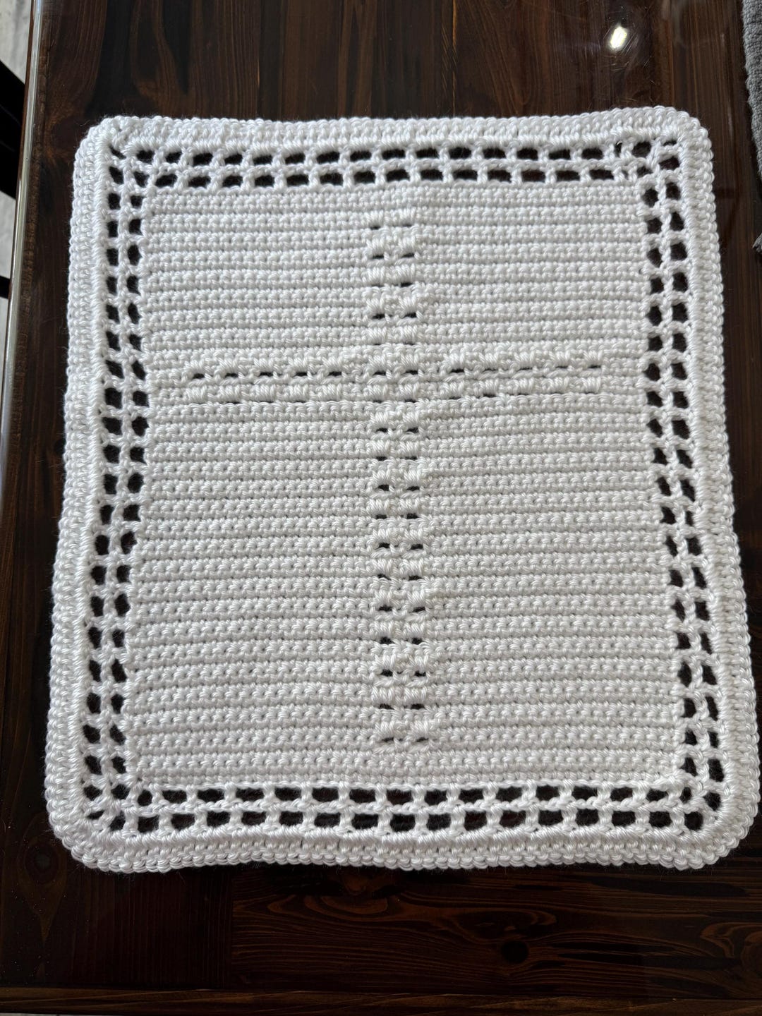 Christening Cross Towel | Baptism Cross Towel | Crochet Christening ...