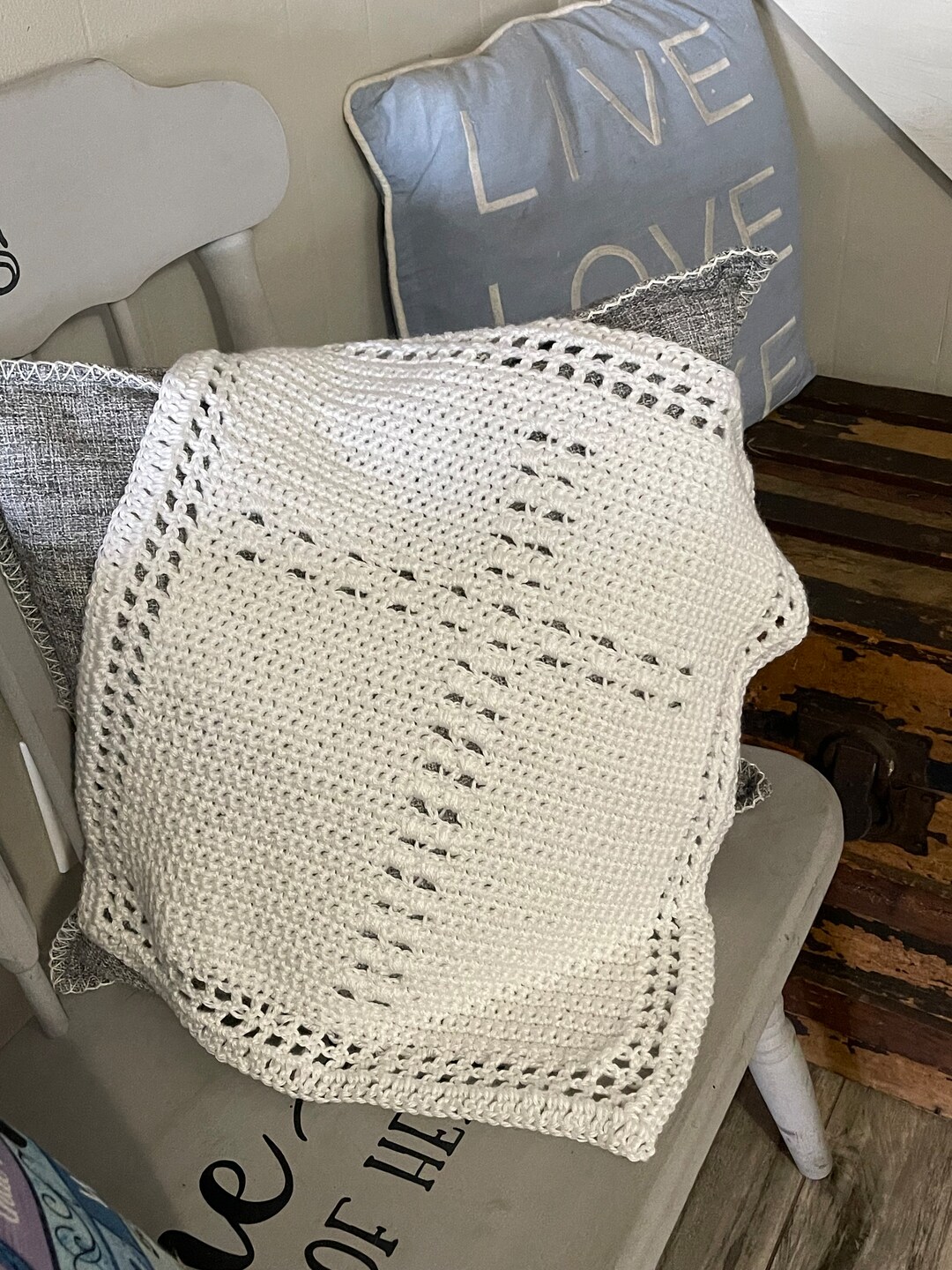 Christening Cross Towel | Baptism Cross Towel | Crochet Christening ...