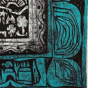 Original Vintage Color Woodblock Print Titled "ancient Mountain City ...