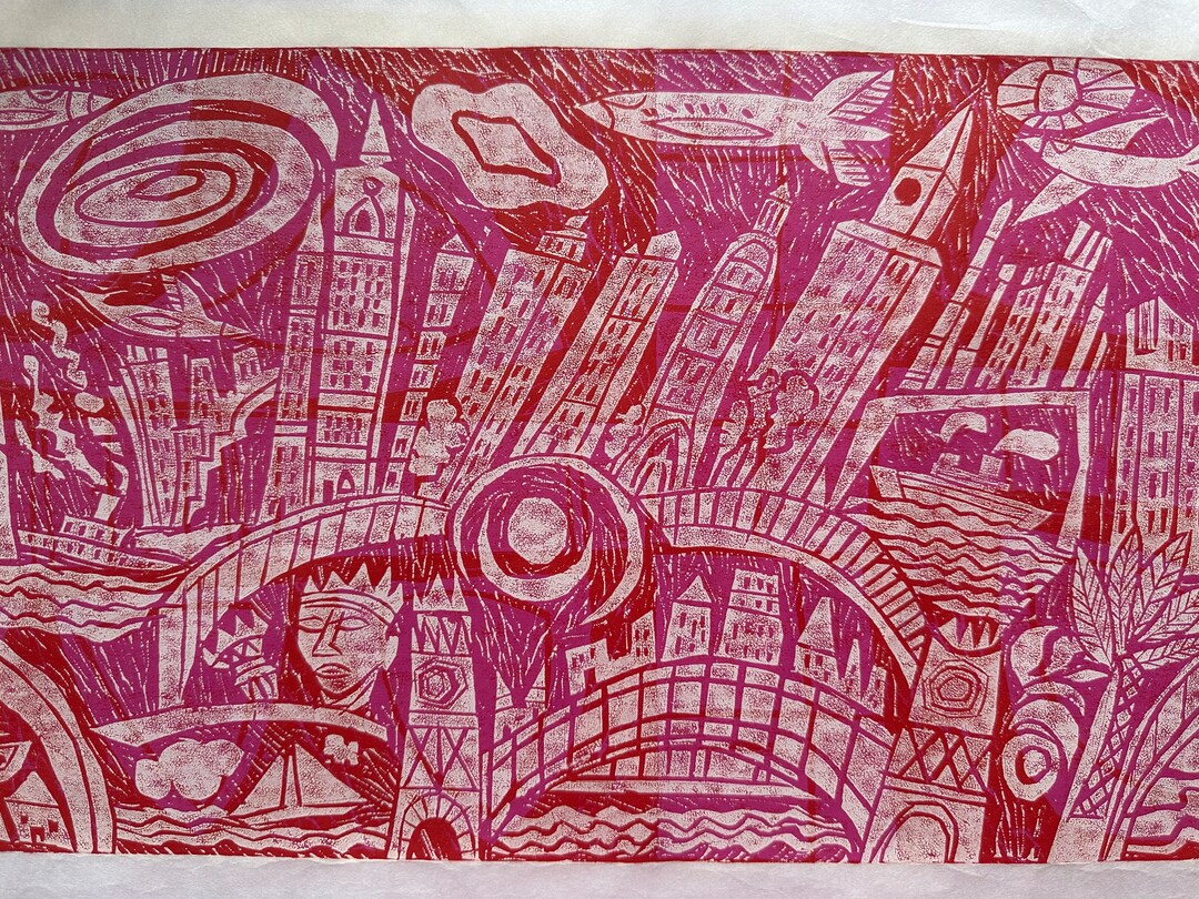 Original Abstract Color Woodblock Print by Late Artist Peter K. Hoag ...