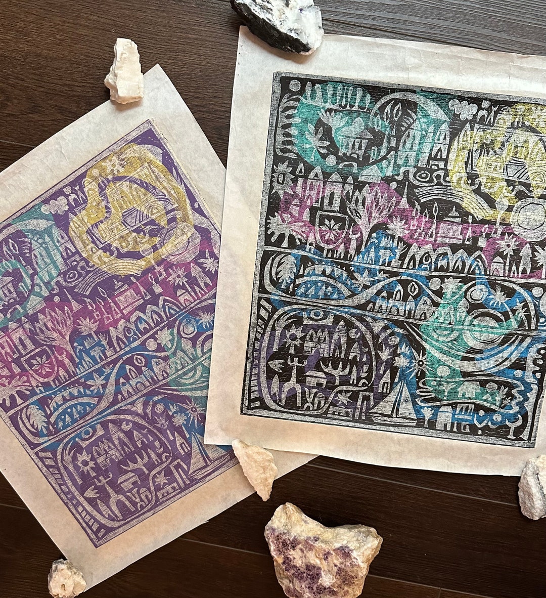 Original Woodblock Print by Late Artist Peter K. Hoag, Unsigned night ...