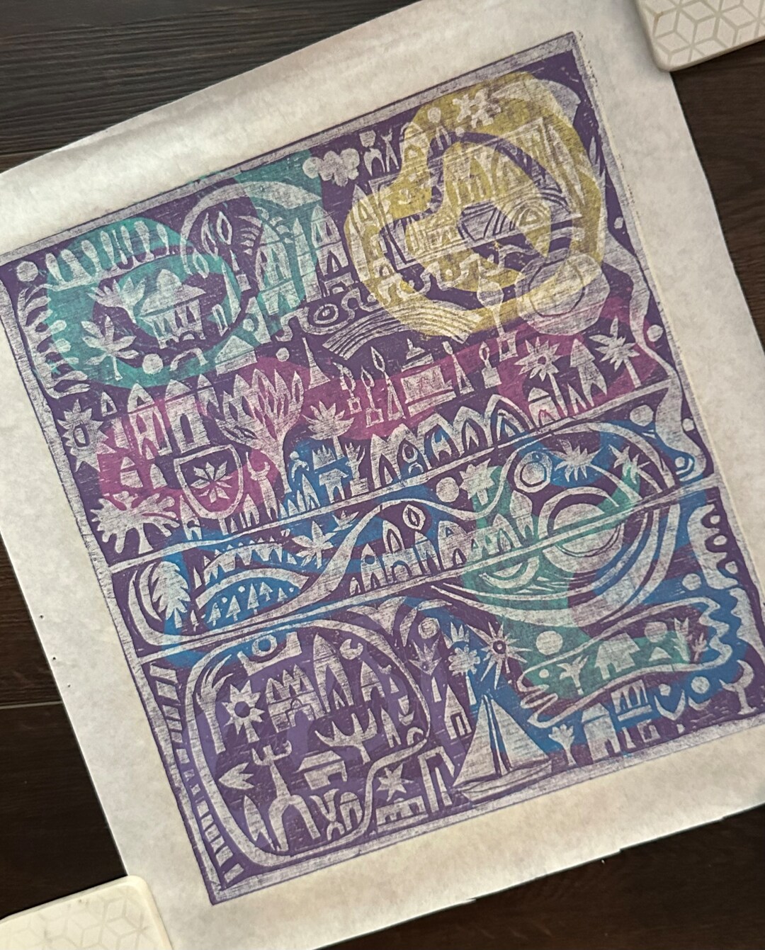 Original Vintage Color Woodblock Print by Late Artist Peter K. Hoag ...