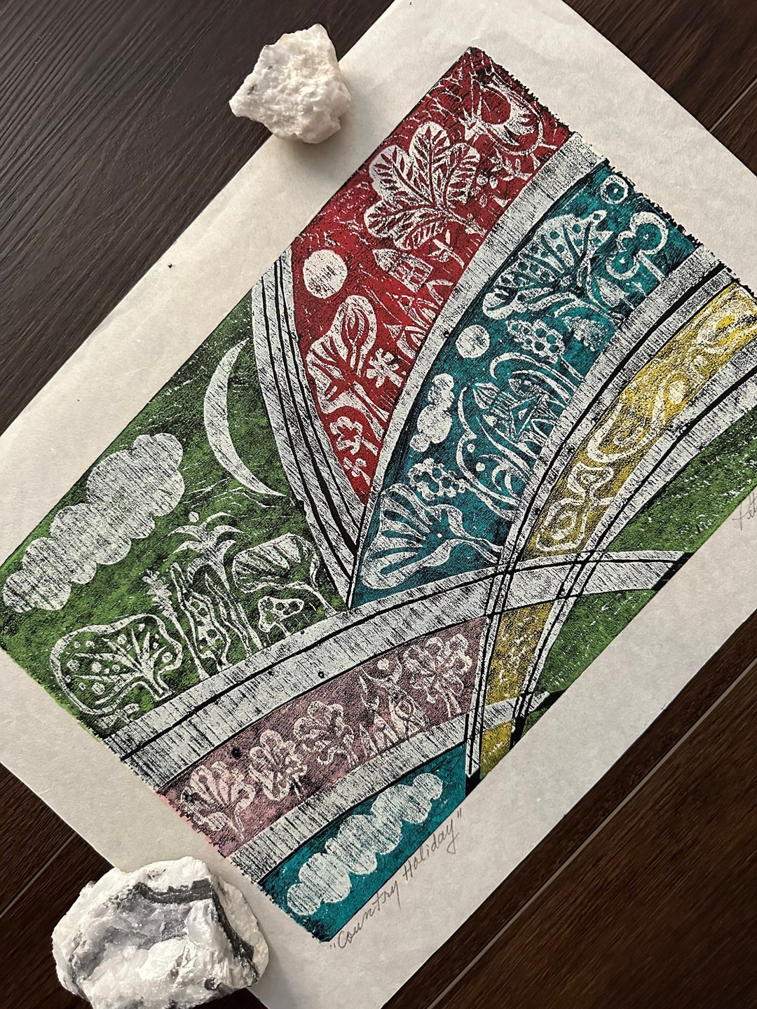 Original Vintage Signed Woodblock Print Titled "country Holiday" by ...