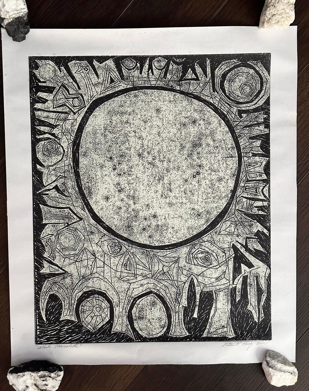 Original Vintage Signed Woodblock Print Titled "white Monolith" by Late ...