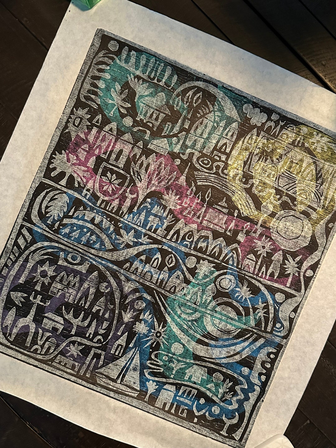 Original Vintage Color Woodblock Print by Late Artist Peter K. Hoag ...