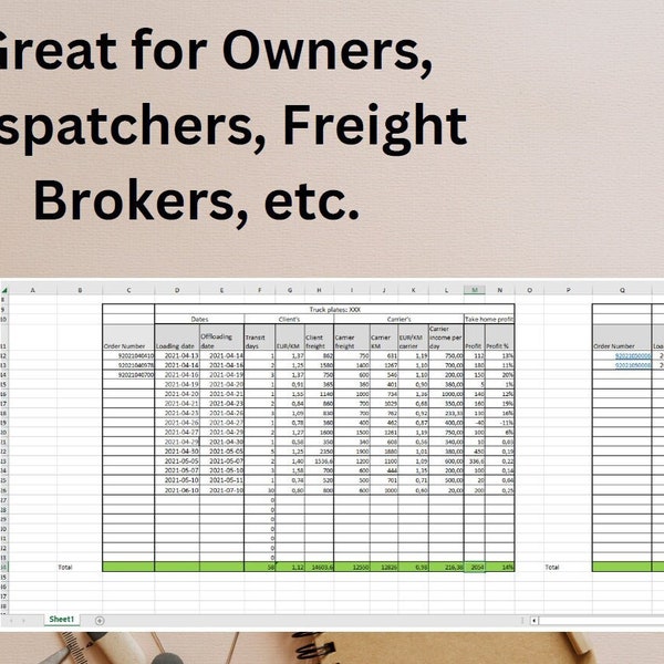 Dispatch Excel Template - Etsy