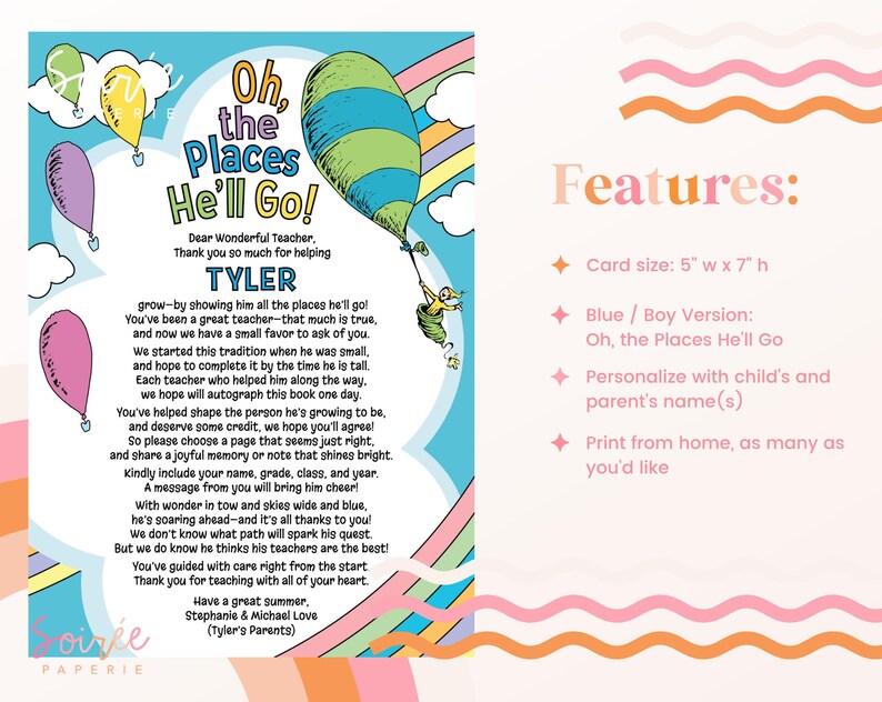 Instructions for Teachers to Sign End of Year Memory Book | Oh Places ...