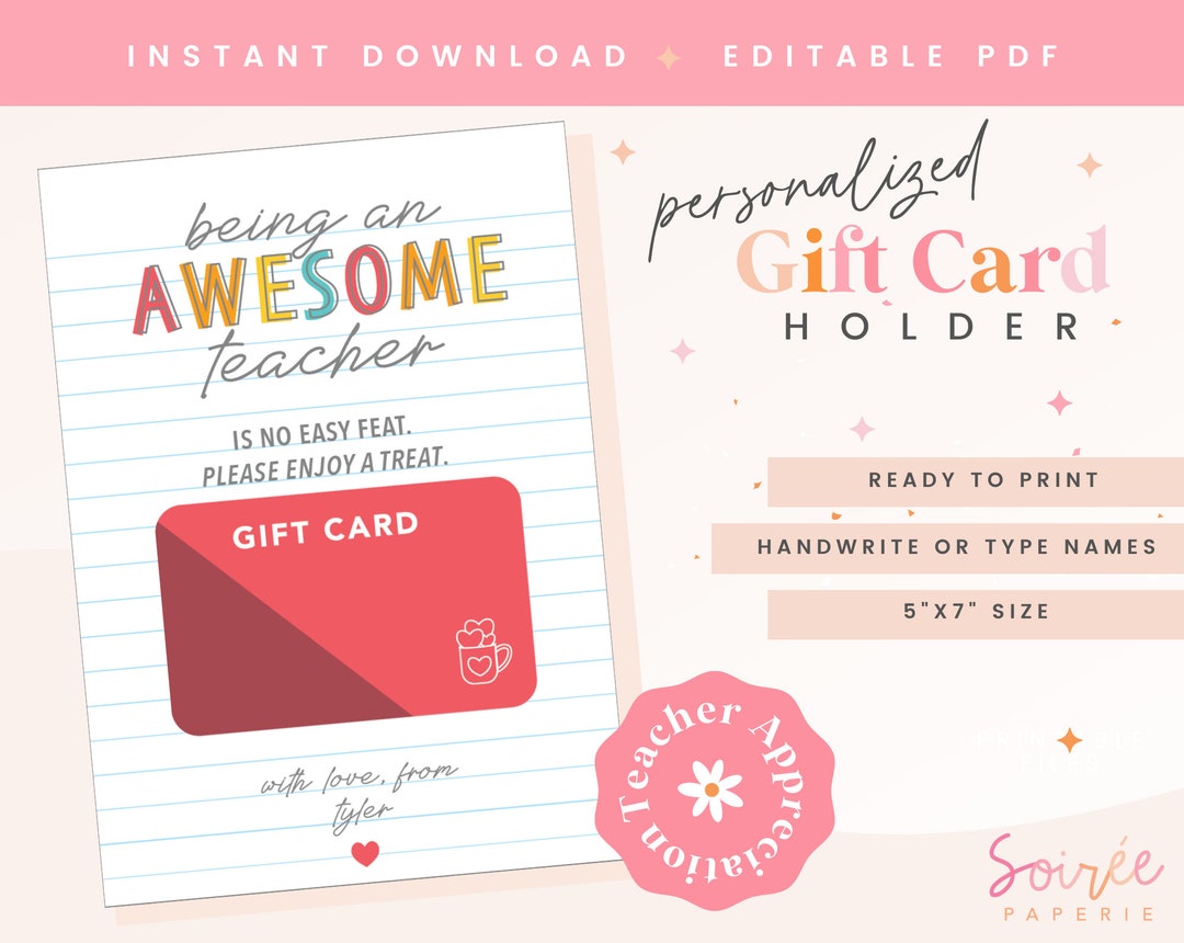 Teacher Appreciation Gift Card Holder - Personalized Gift Card Holder ...