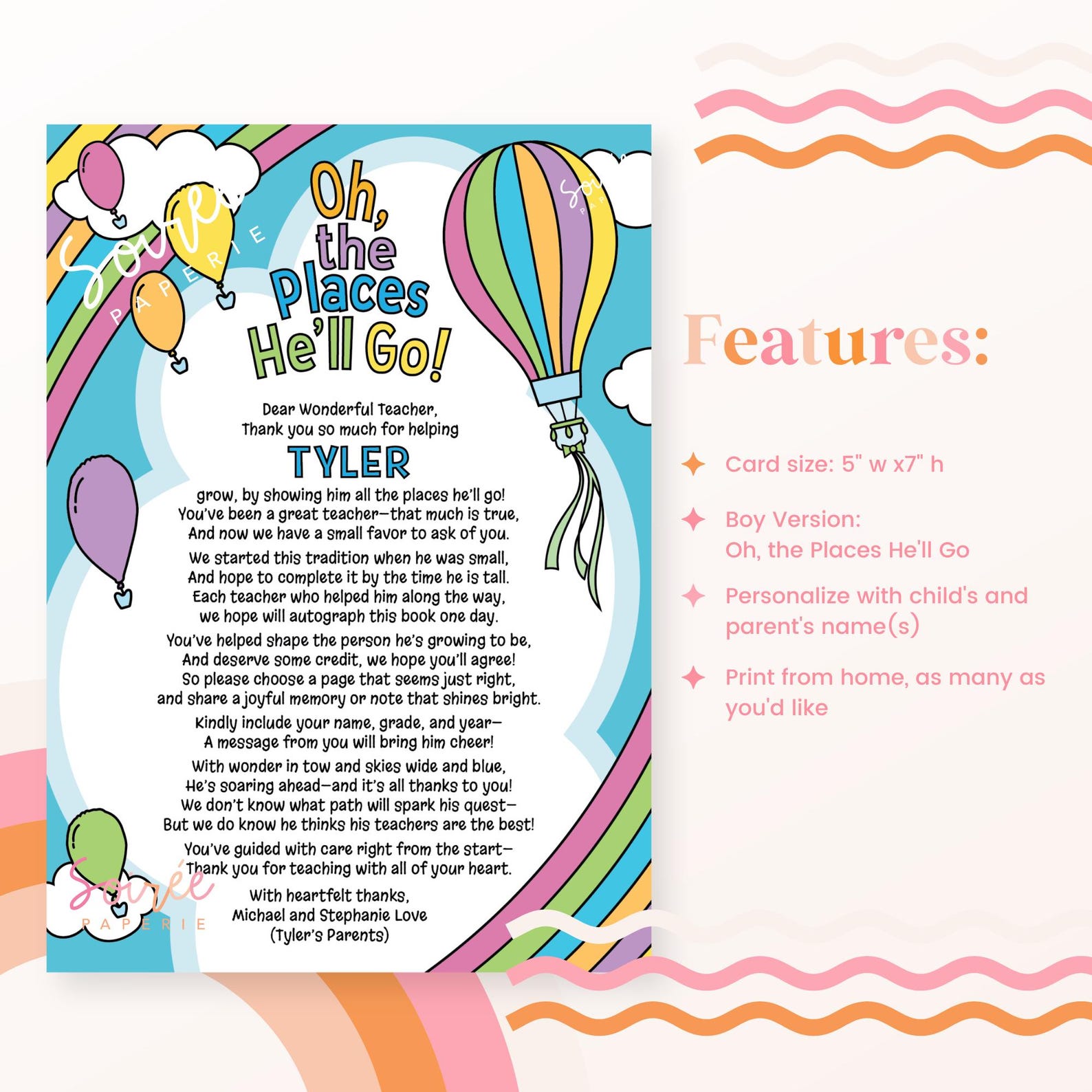 Oh, the Places You'll Go! Teacher Note Card (digital Download) - Etsy