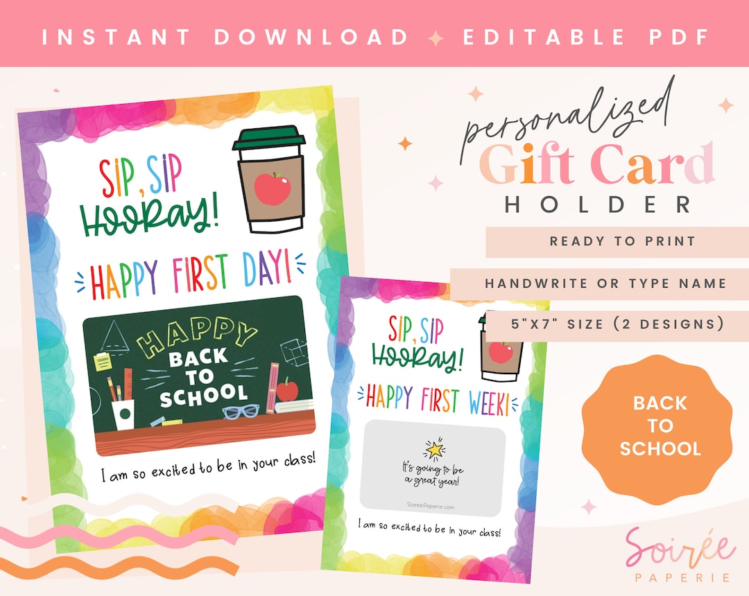 First Day of School Gift Card Holder | Teacher Gift | Welcome Back ...
