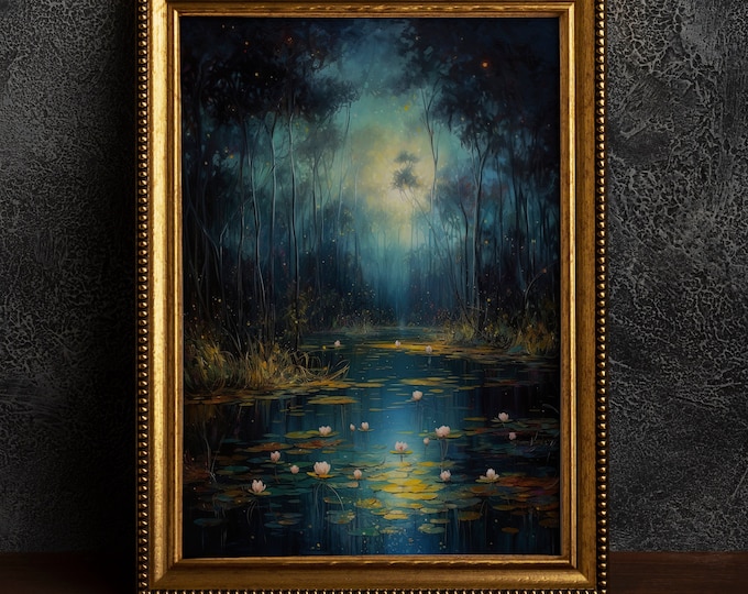 Halloween on a Moonlit Fall Night, Vintage Poster, Art Poster Print ...