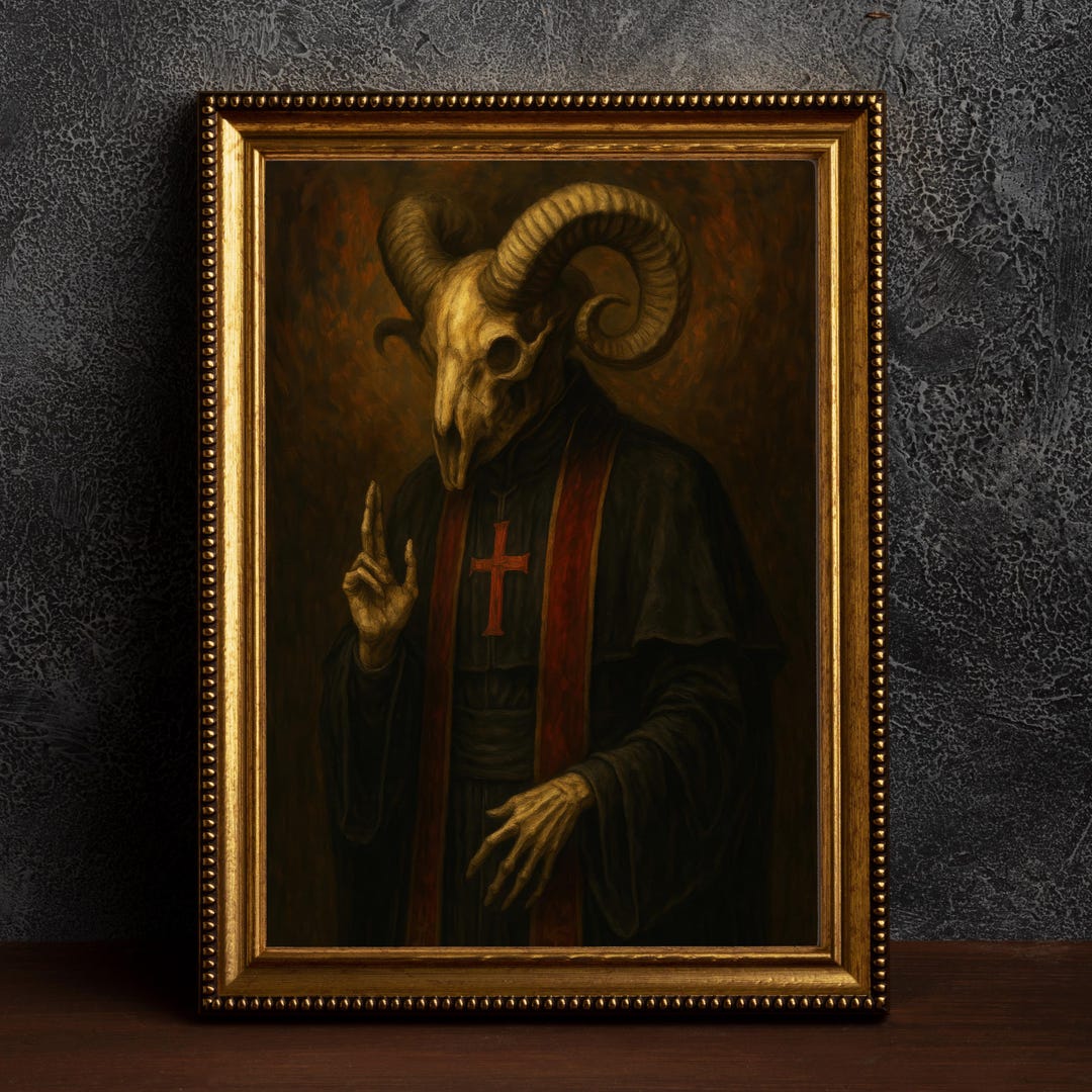 Gothic Ram Skull Priest Art Print: Occult Dark Academia Decor - Etsy