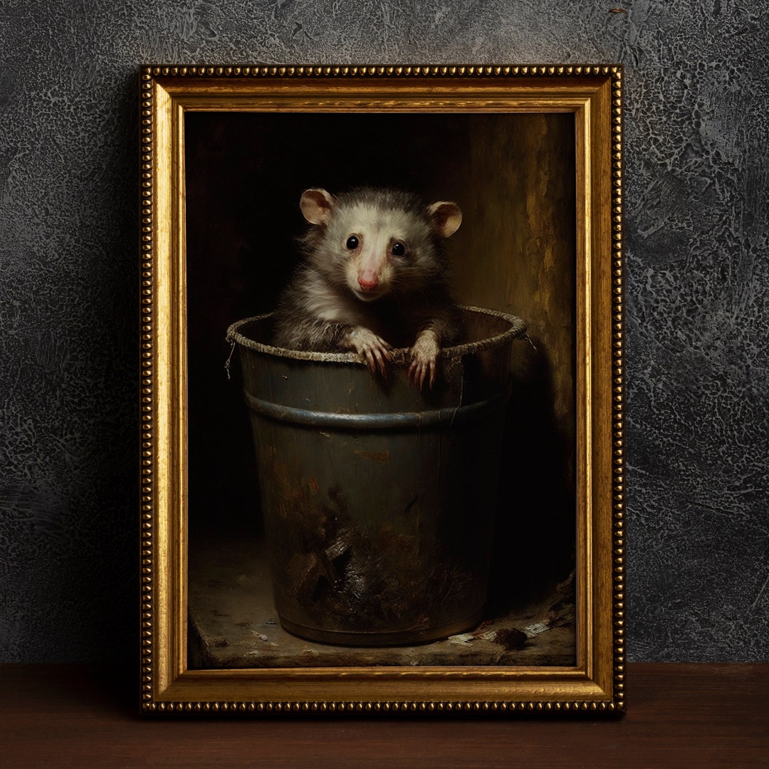 Possum in Trash, Vintage Poster, Art Poster Print, Dark Academia ...