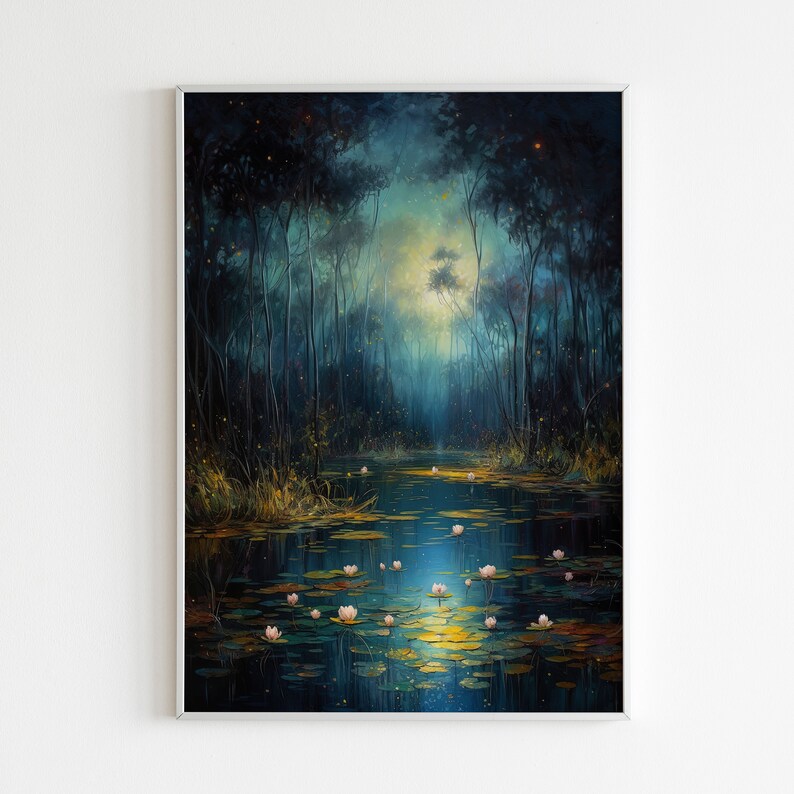 Swamp by Moonlight Art Print: Dark Academia, Witchy Cottagecore Poster ...