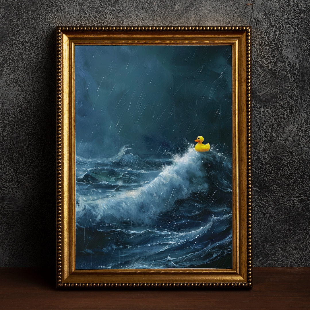 Rubber Duck in Stormy Sea, Vintage Poster, Dark Academia, Classical ...