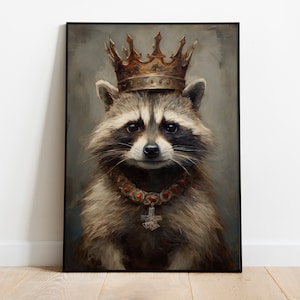 Gothic Raccoon King Vintage Poster, Art Poster Print, Home Decor ...