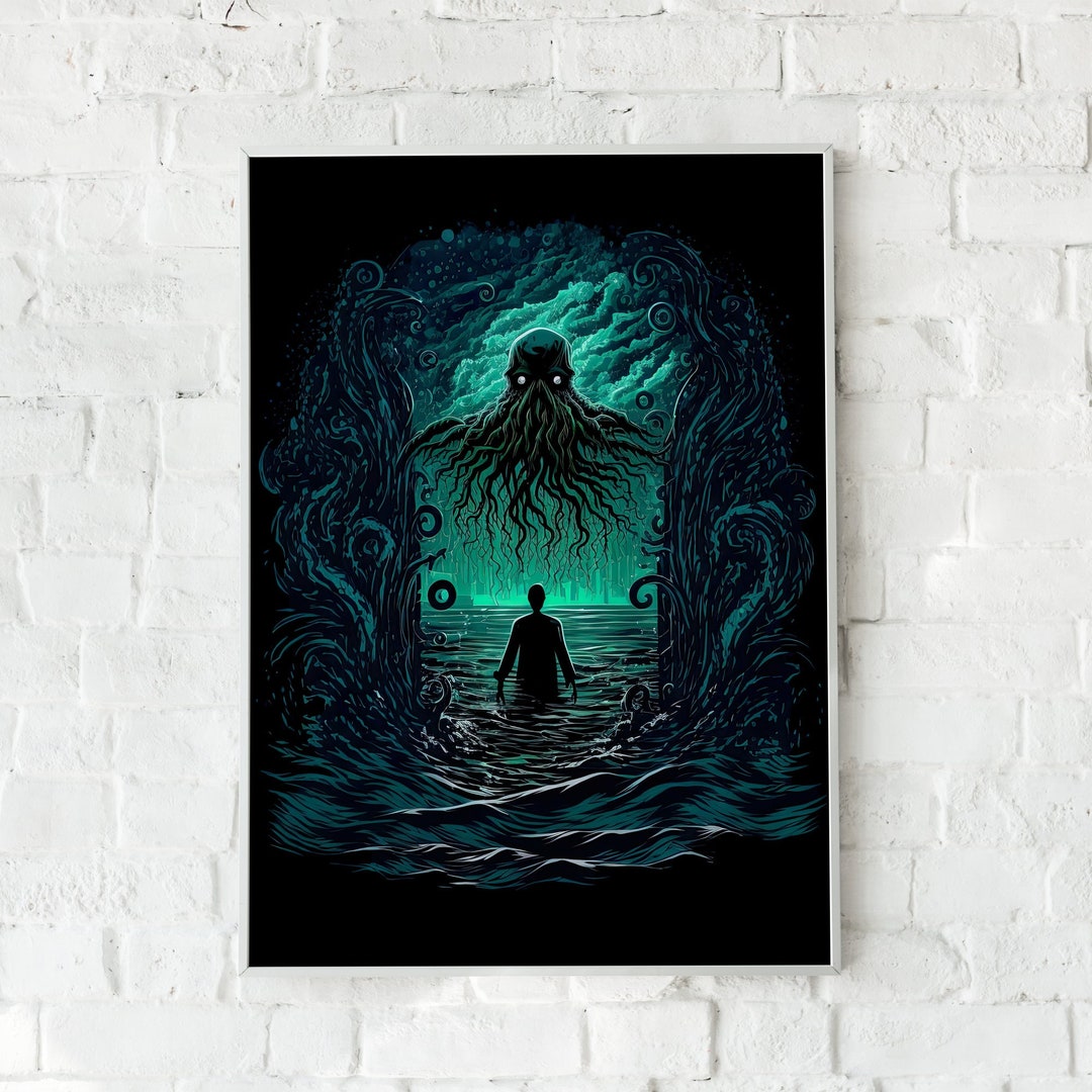 Cthulhu HP Lovecraft Inspired Art Print, Lovecraftian Poster, Book ...