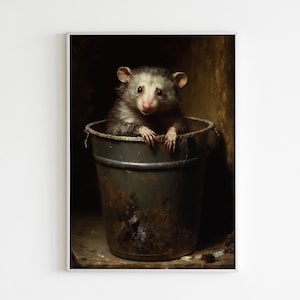 Possum in Trash, Vintage Poster, Art Poster Print, Dark Academia ...