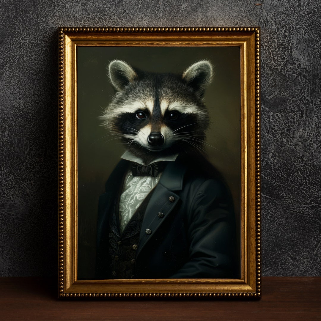 Gothic Raccoon Portrait Print: Dark Academia Home Decor - Etsy