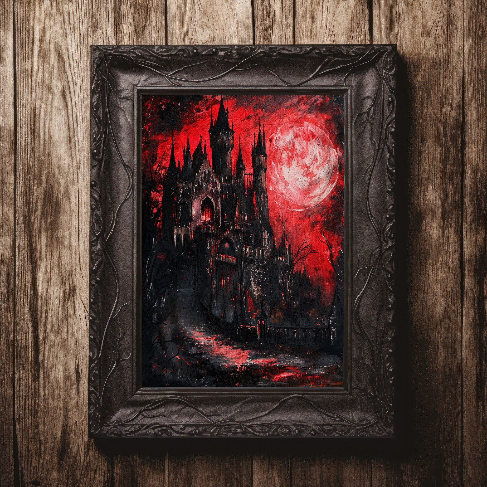 Gothic Vampire Castle by the Blood Moon, Vintage Poster, Art Poster ...