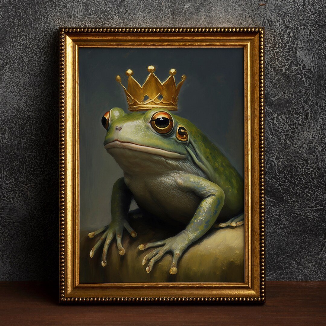 Vintage Frog King Poster, Art Poster Print, Home Decor, Animal Lover ...