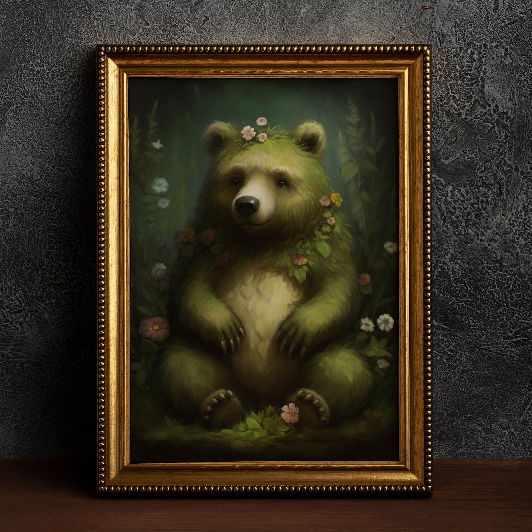 Forest Bear Cottagecore Poster, Art Poster Print, Home Decor, Classic ...