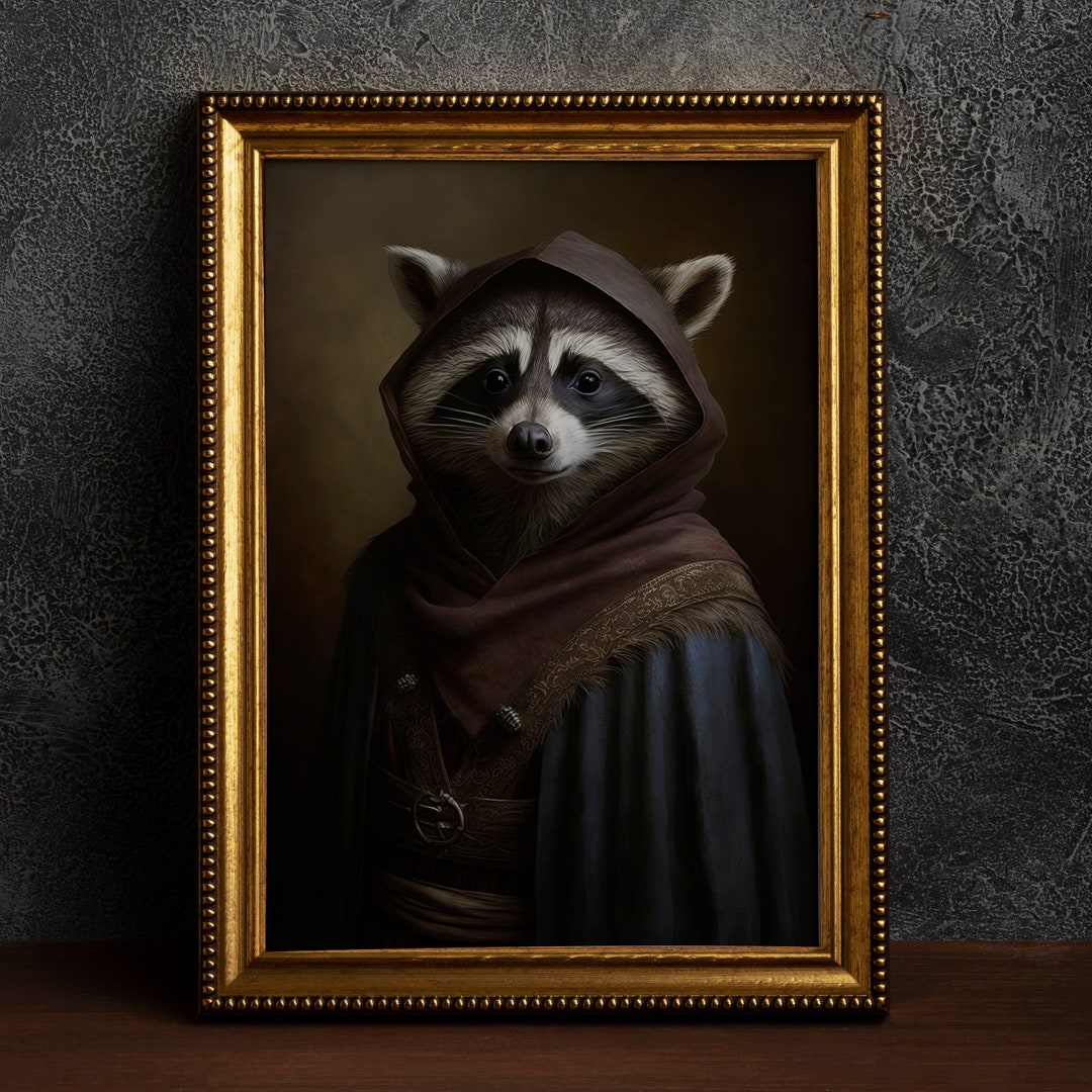 Gothic Raccoon Art Print: Victorian Rogue Animal Portrait - Etsy