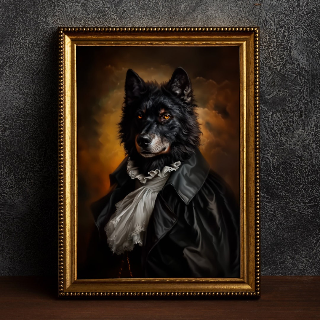 Gothic Wolf Portrait Painting Poster, Vintage Poster Print, Home Decor ...