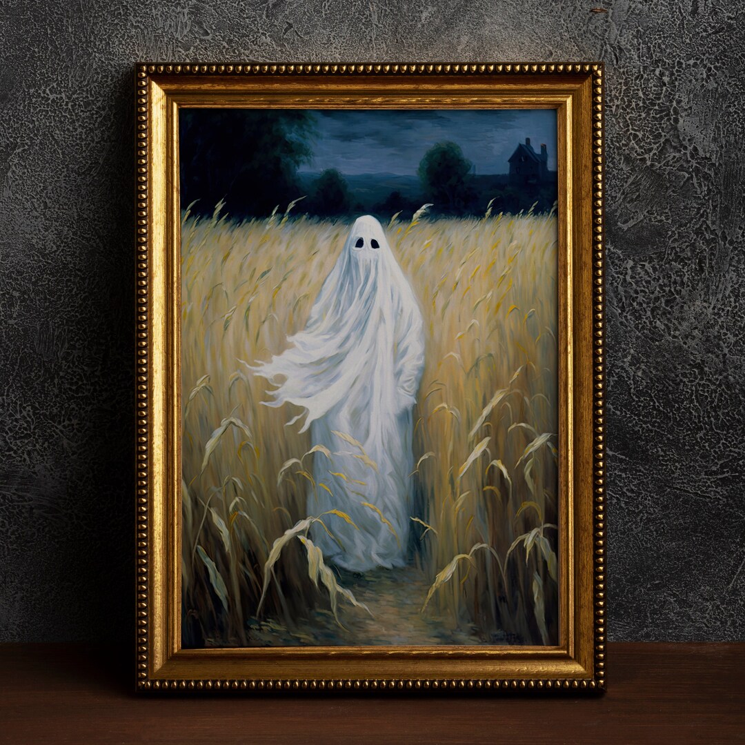 Ghost Standing in a Cornfield, Vintage Poster, Art Poster Print, Dark ...
