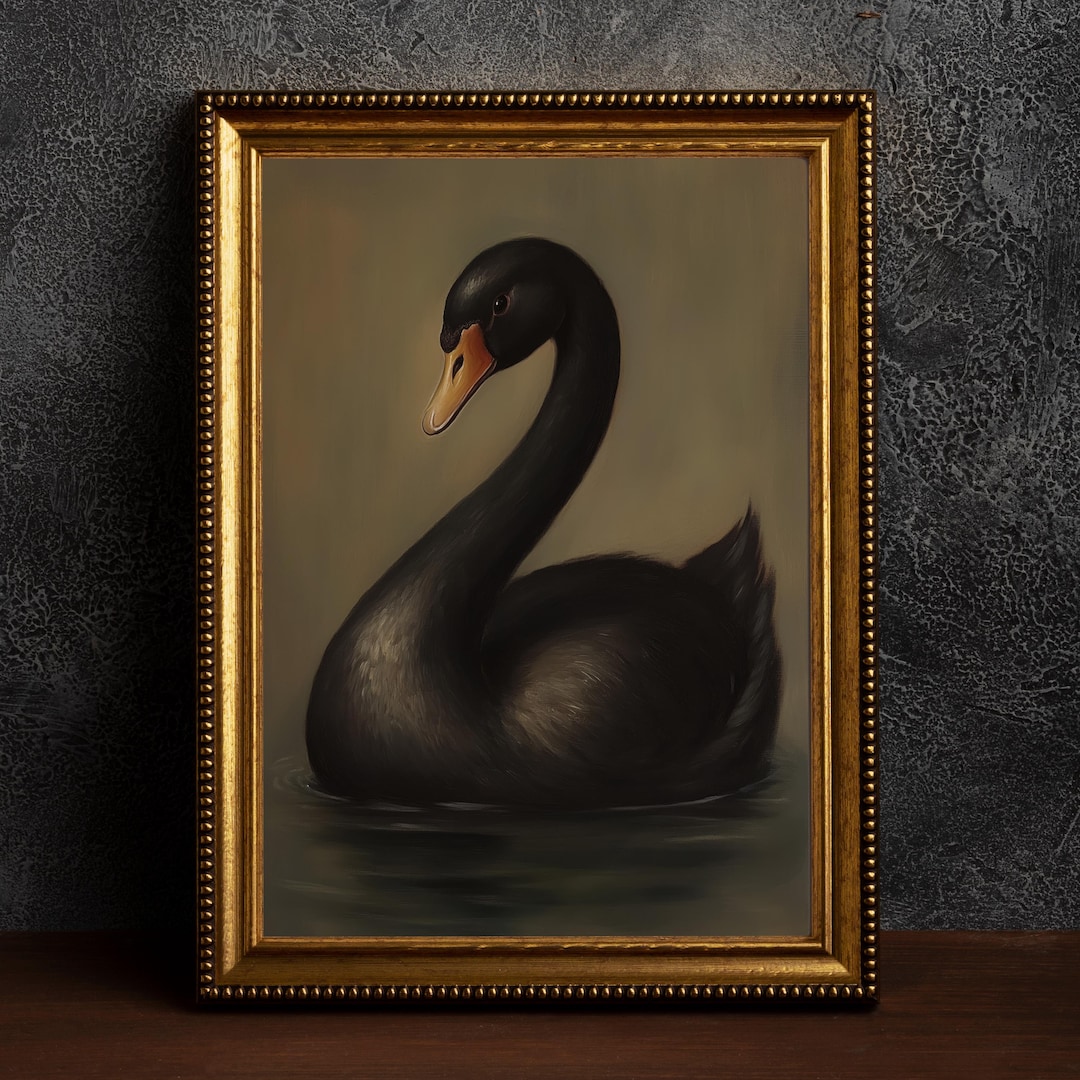 Black Swan Gothic Art Print, Antique Dark Academia Wall Art, Gothic ...