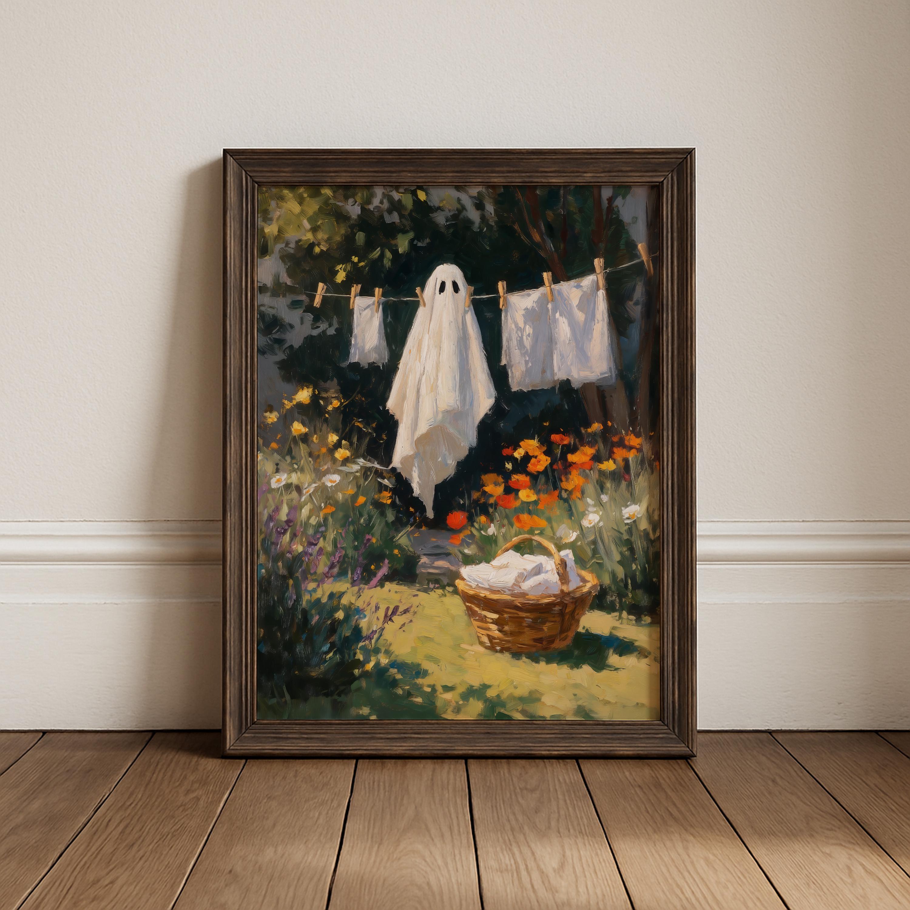 Ghost Laundry Print – Spring Home Decor, Laundry Room Painting, Garden ...