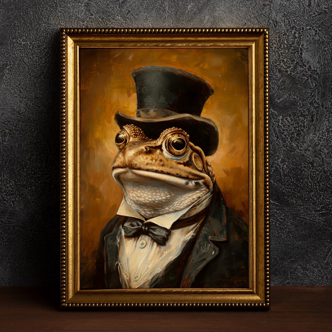Vintage Frog Portrait, Art Poster Print, Gothic Home Decor, Animal Wall ...