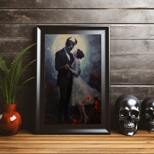 Gothic Demon and Woman Dancing in Moonlight, Dark Academia, Occult ...