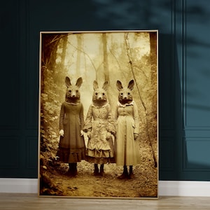 Rabbit Cult of the Forest, Vintage Photography, Art Poster Print, Dark ...