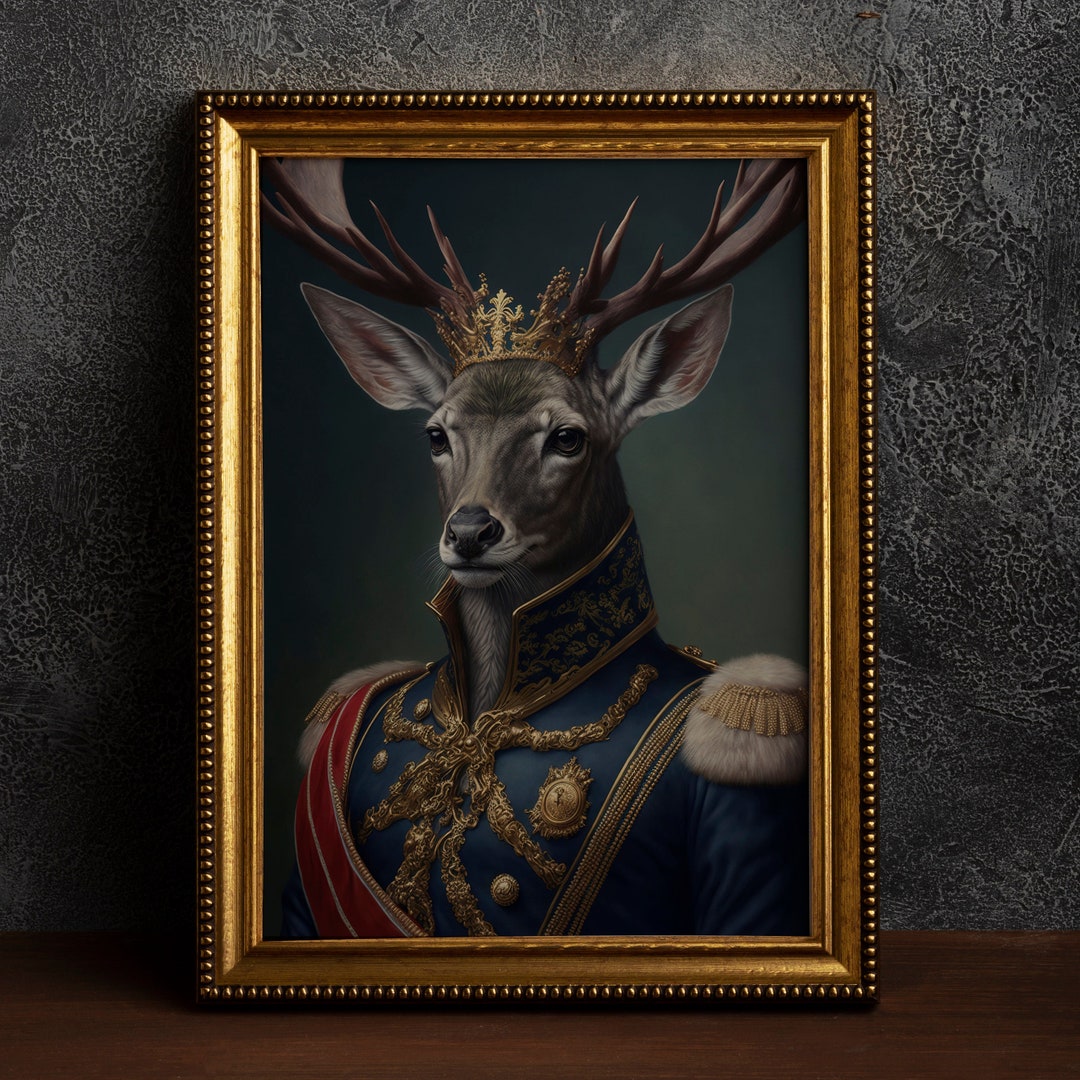 Vintage Renaissance Military Painting Deer Stag Poster, Art Poster ...
