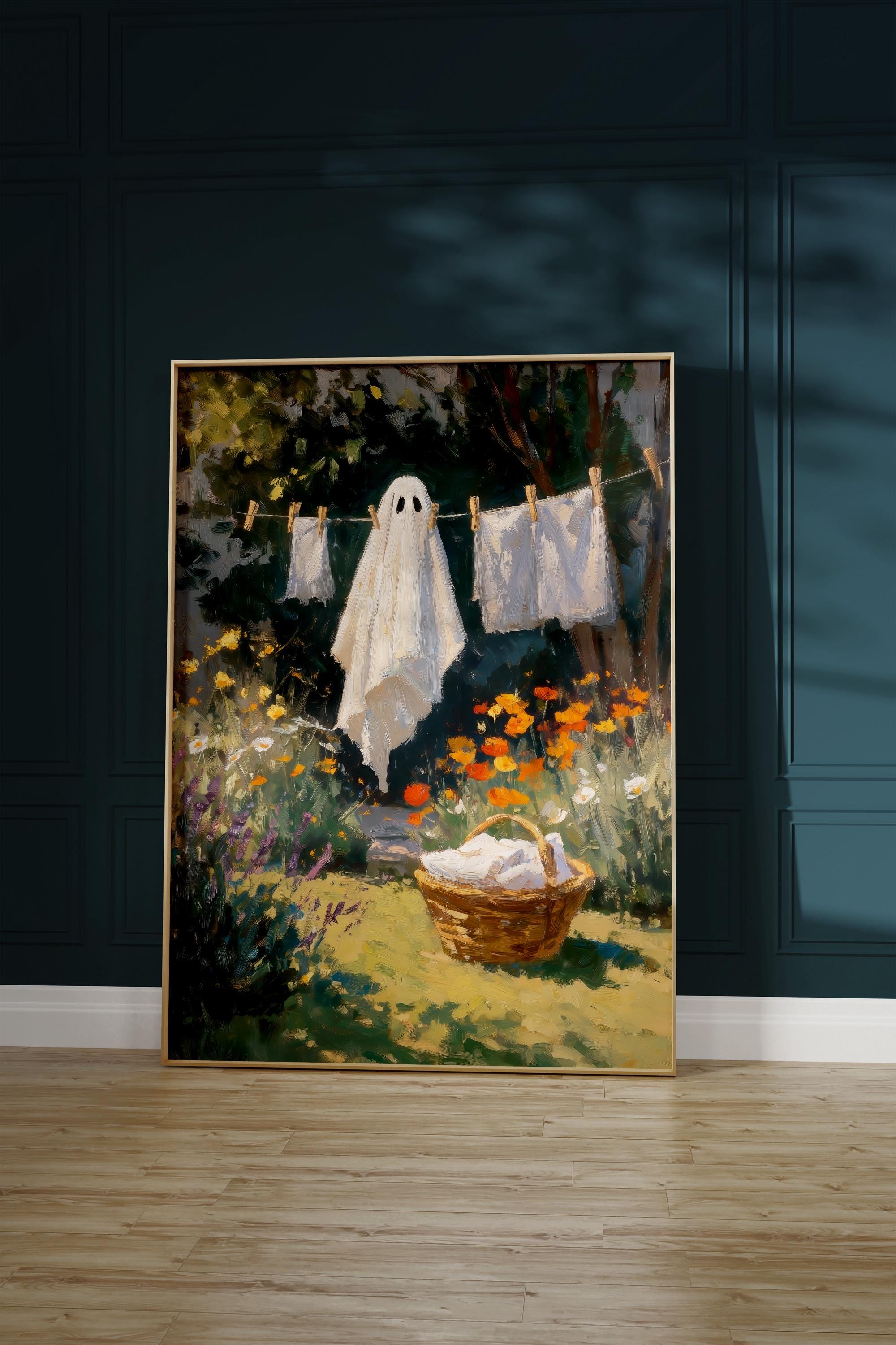 Ghost Laundry Print – Spring Home Decor, Laundry Room Painting, Garden ...