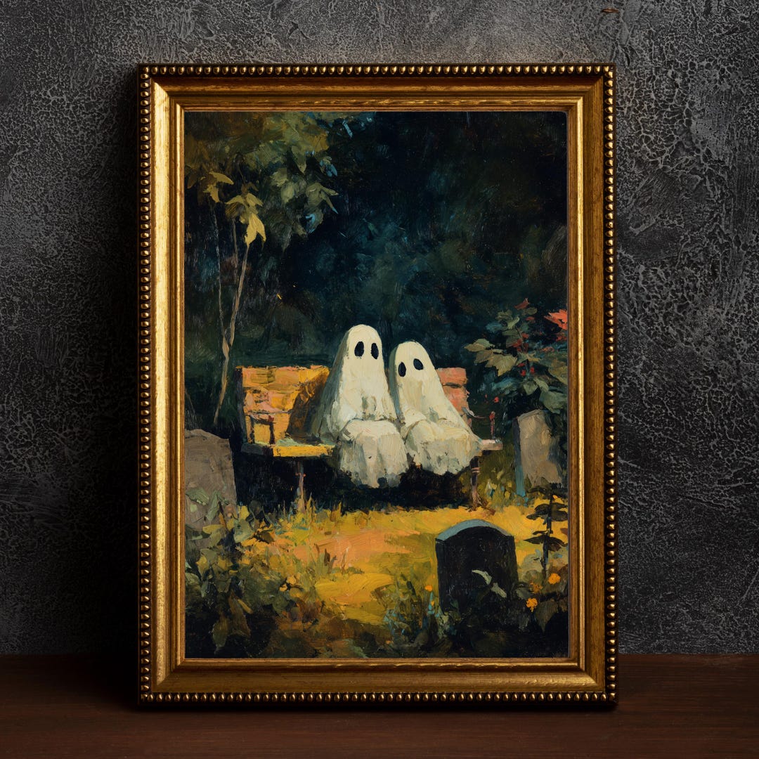 Ghosts Visiting Grave Print, Cemetery Poster, Goth Art Print, Dark ...