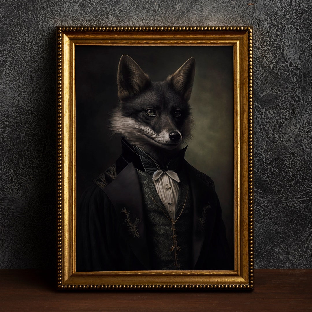 Gothic Black Fox Vintage Poster, Art Poster Print, Home Decor ...