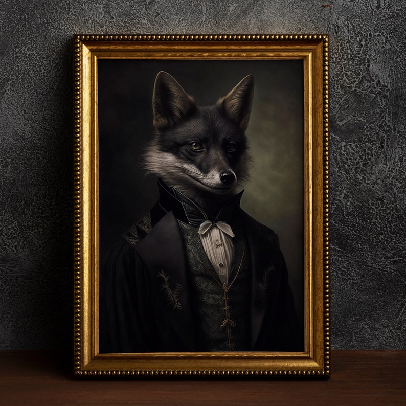 Gothic Black Fox Vintage Poster, Art Poster Print, Home Decor ...